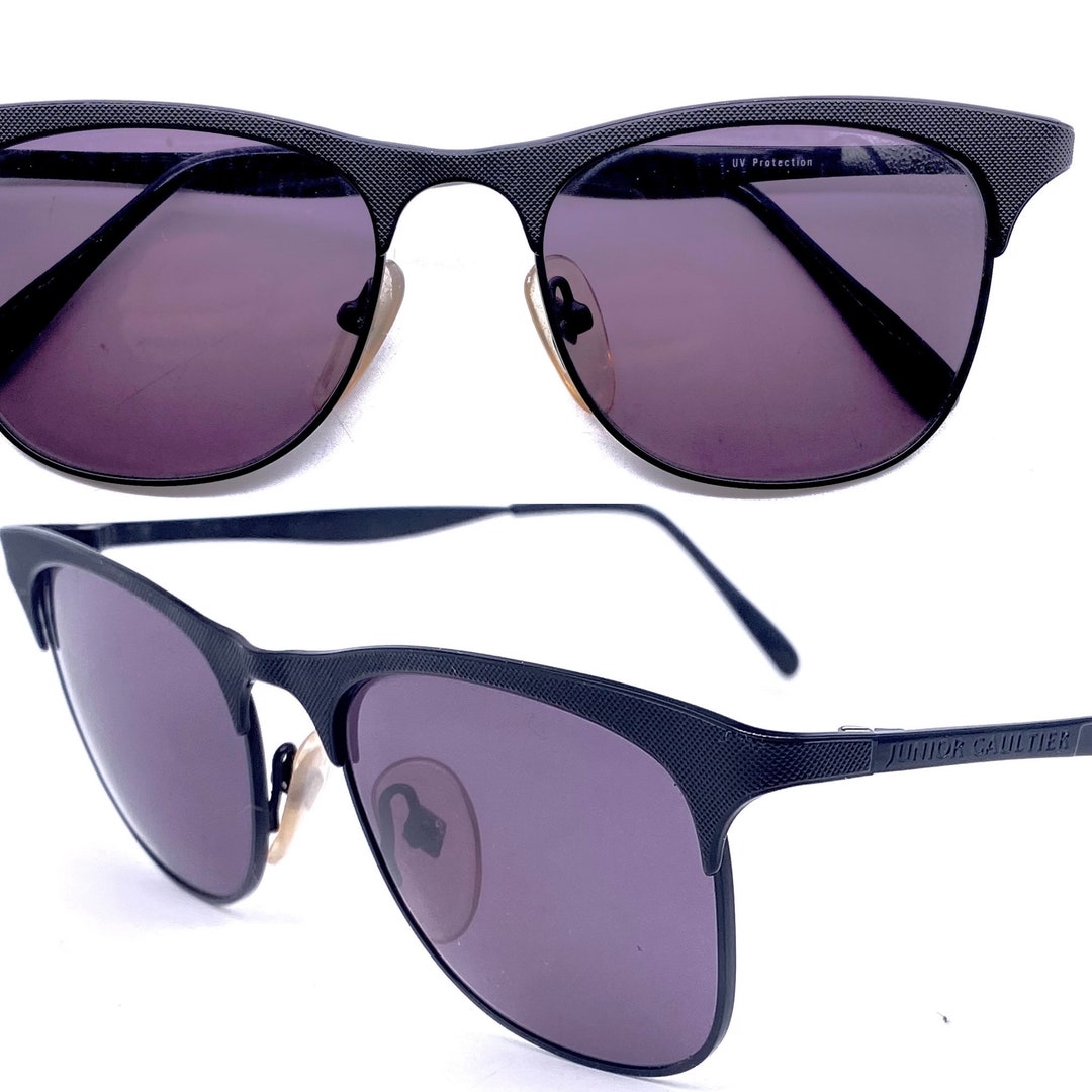 Junior JP Gaultier 58-3172 Square Black Goth Textured Sunglasses Made ...