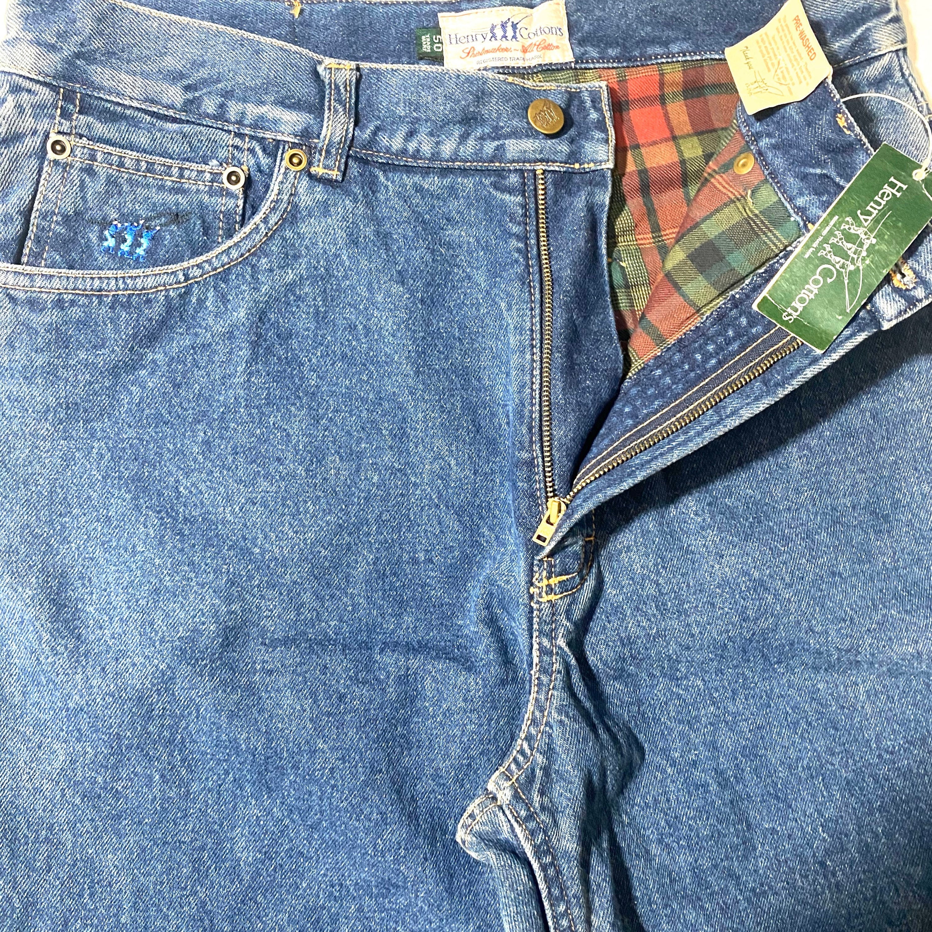 Henry Cottons NOS Winter Jeans With Red Tartan Cotton Lining Henry Cottons NOS Winter Jeans With Red Tartan Cotton Lining