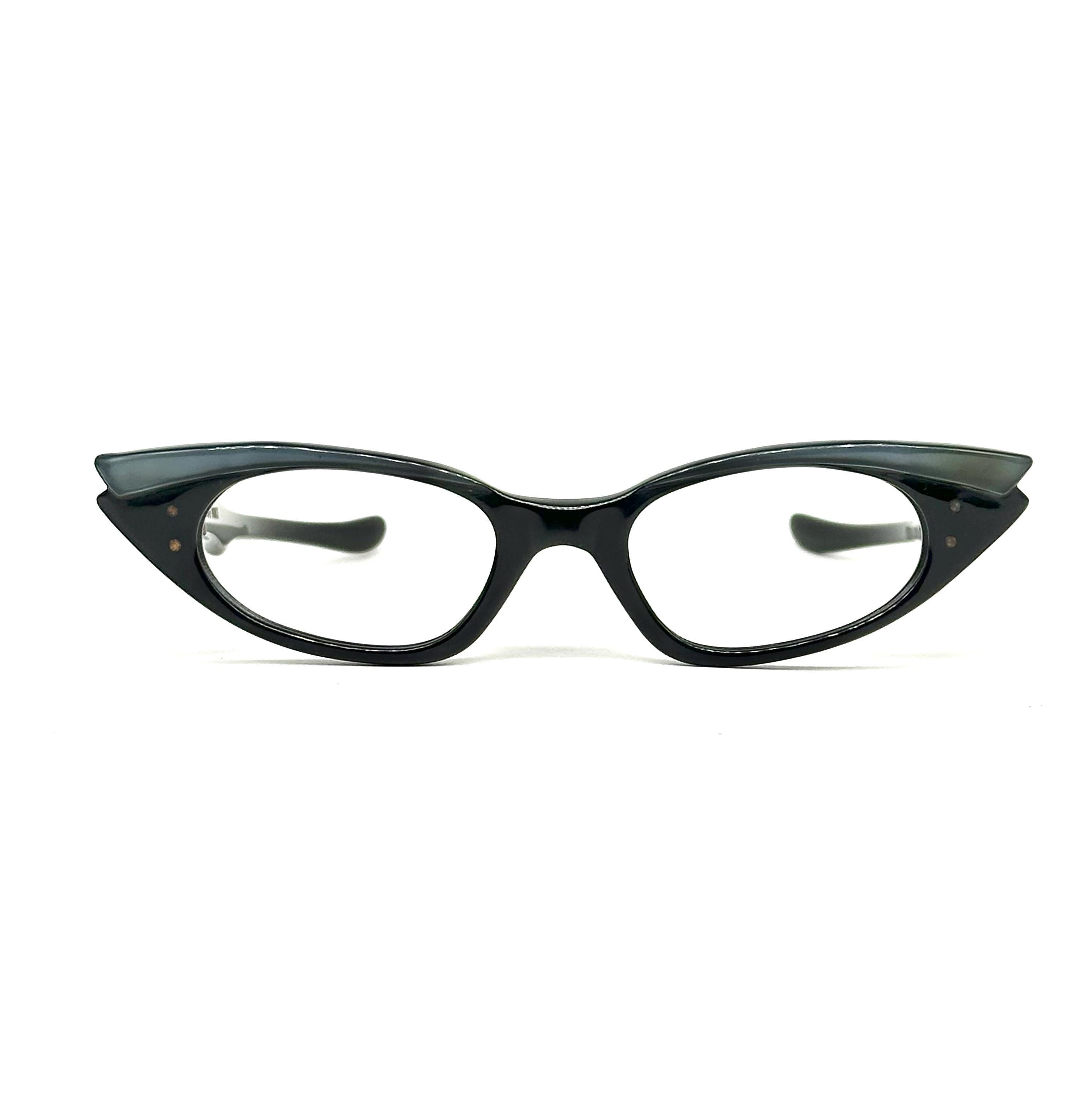 A PARIS Vintage Black Cateye Glasses With Emerald Dark Green Eyebrow ...