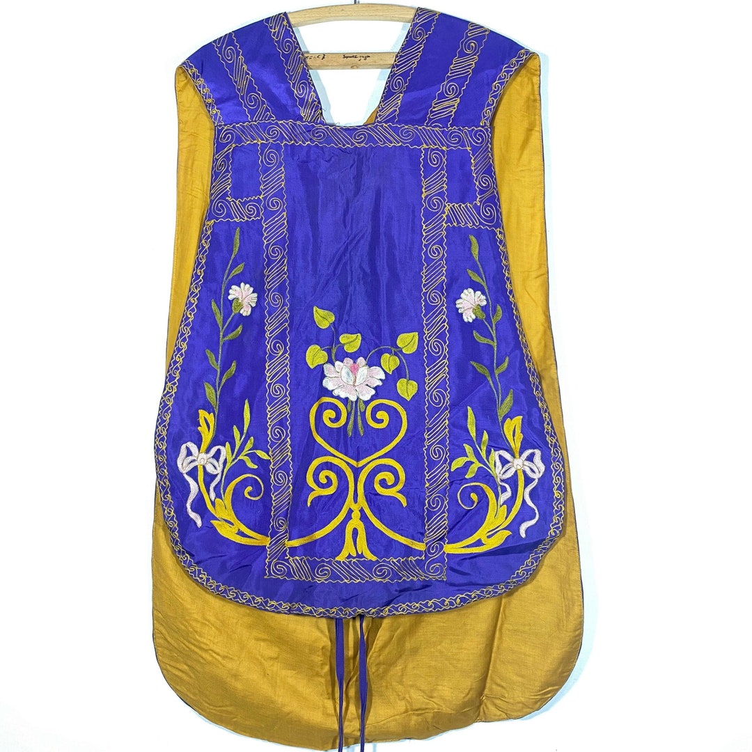 Antique Priest Cloth, Purple Silk With Golden Trimmings and Colorful ...