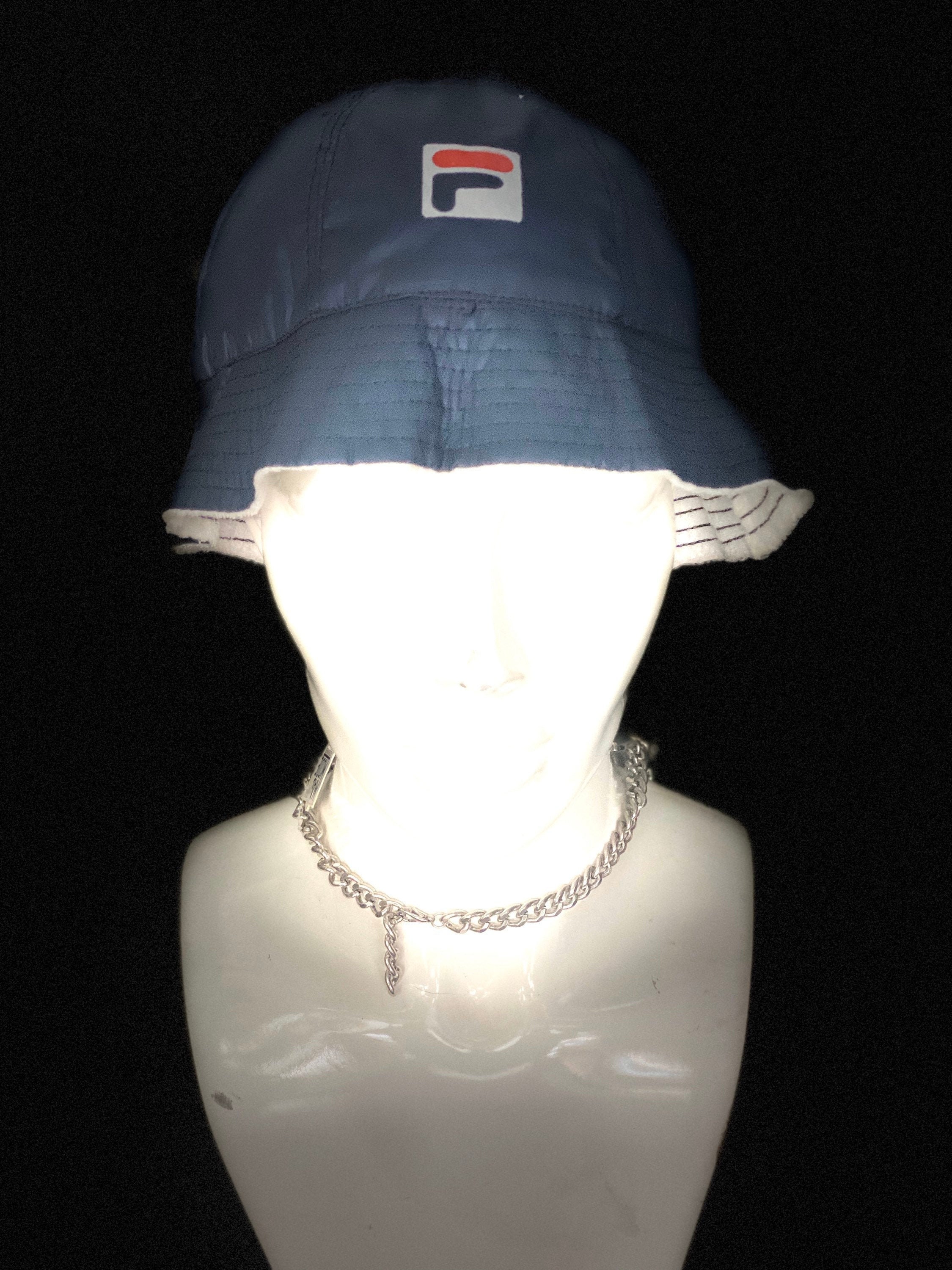 Fila vintage 90s bucket hat White or navy with logo fresh lining in a cotton terry New old stock