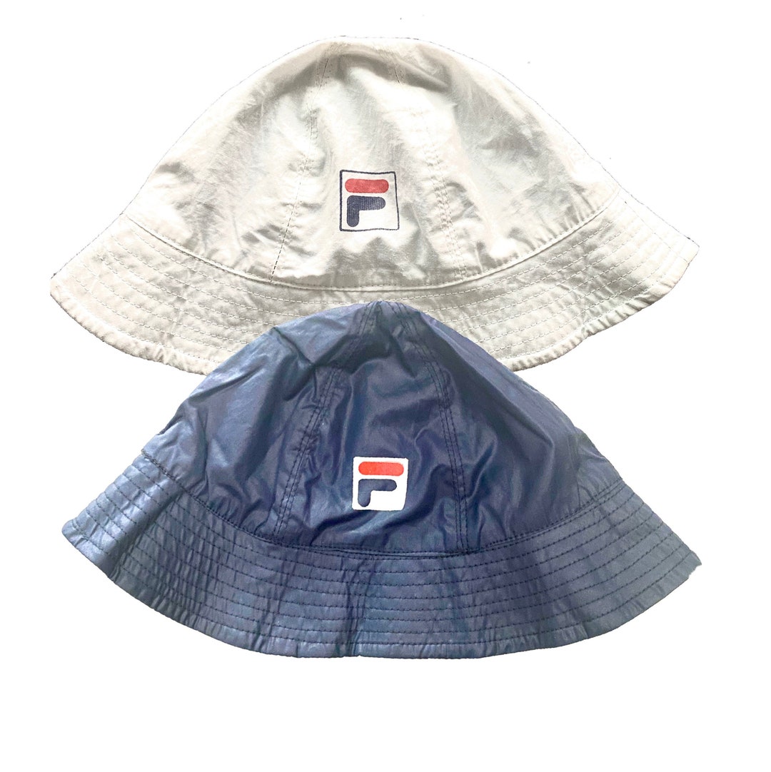 Fila Vintage 90s Bucket Hat, White or Navy With Logo, Fresh Lining in a ...