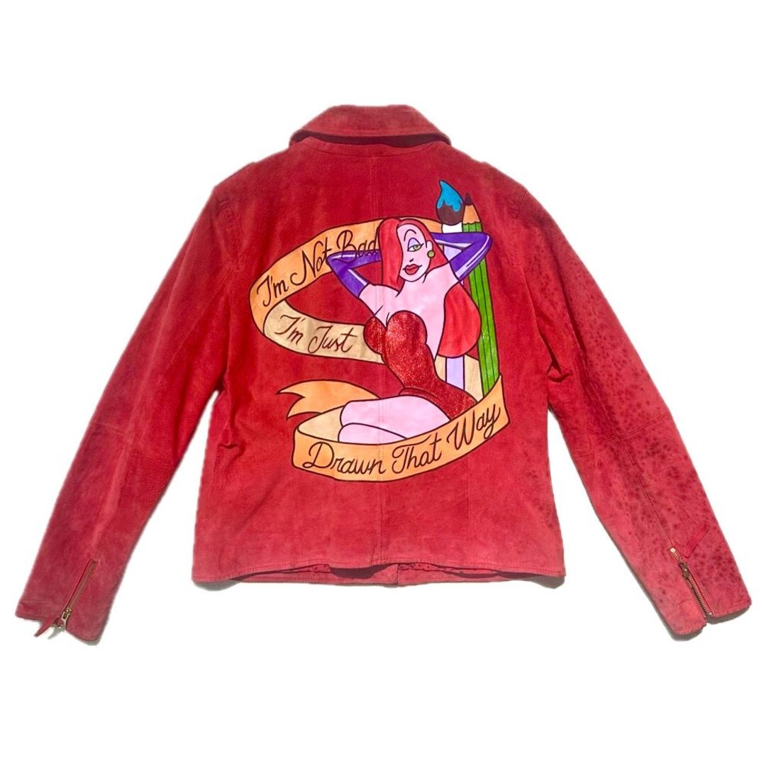 Jessica Rabbit Custom Painted Upcycled Vintage Jacket for Woman, Hand ...