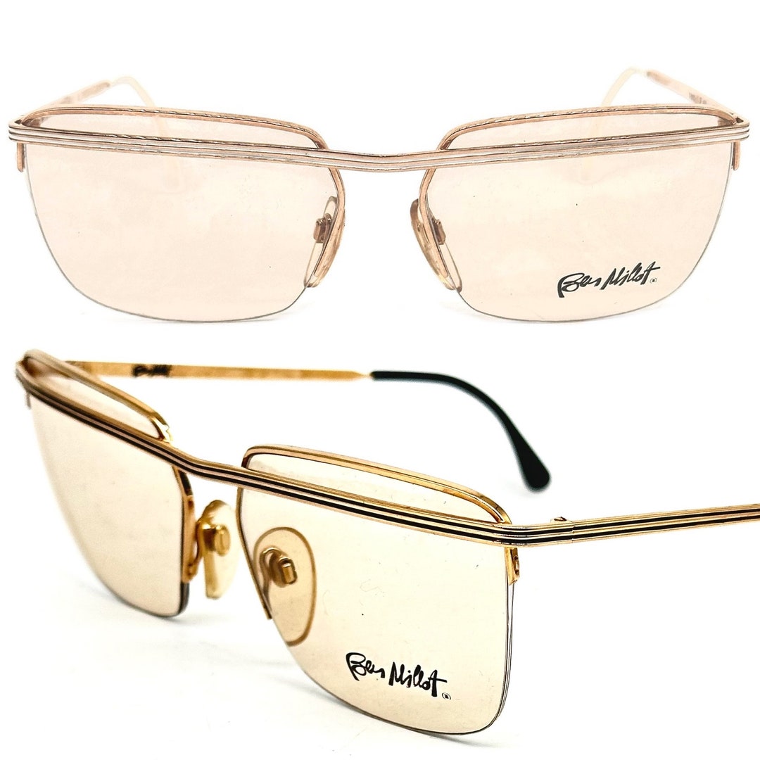 Ben Millot F400 Square Half Rim Golden Metal Eyeglasses Frames Made in ...