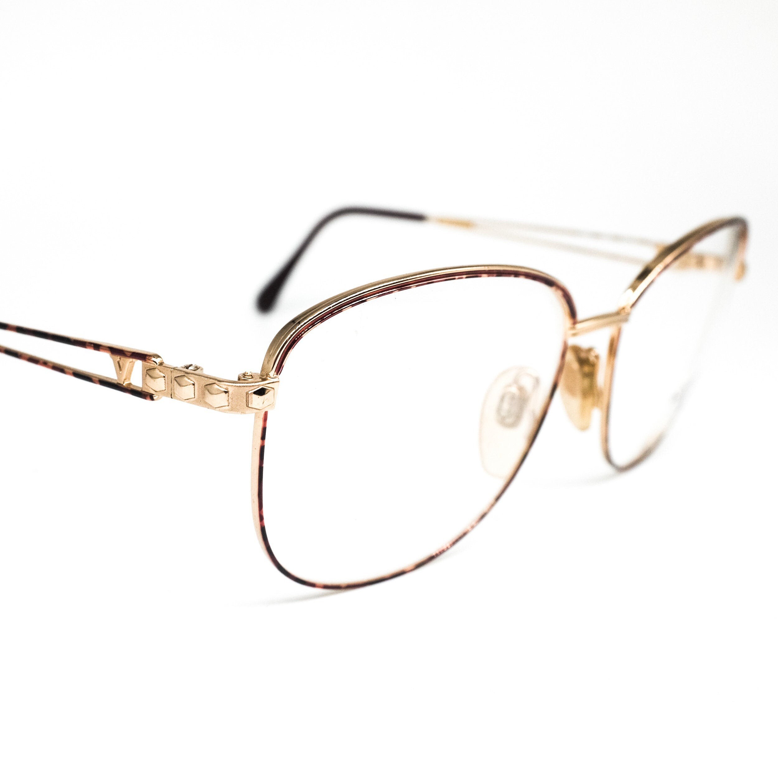 Valentino V420 Vintage Round Square Gold Metallic Eyeglasses Frames ...