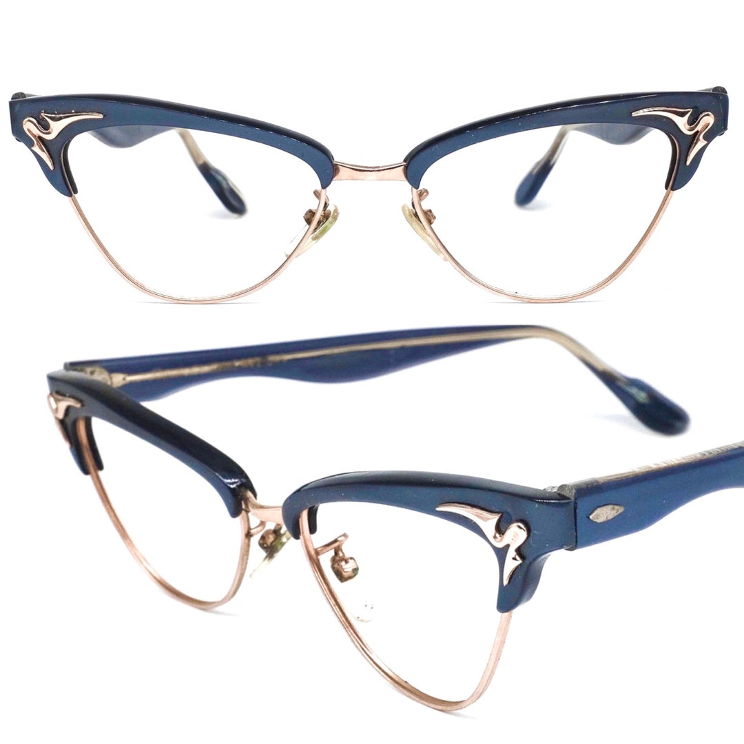 1950s Custom Cateye Eyeglasses Frames With Gold Plated Details, NOS USA ...