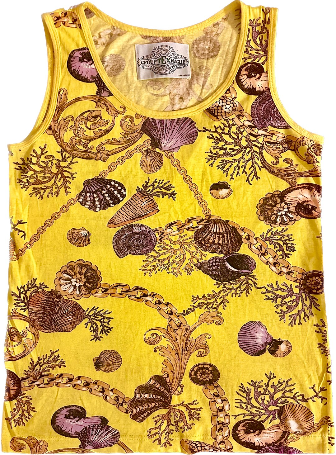 Grouptex Baroque Sea Shells/ Stars Maritime Print Yellow Cotton Tank ...
