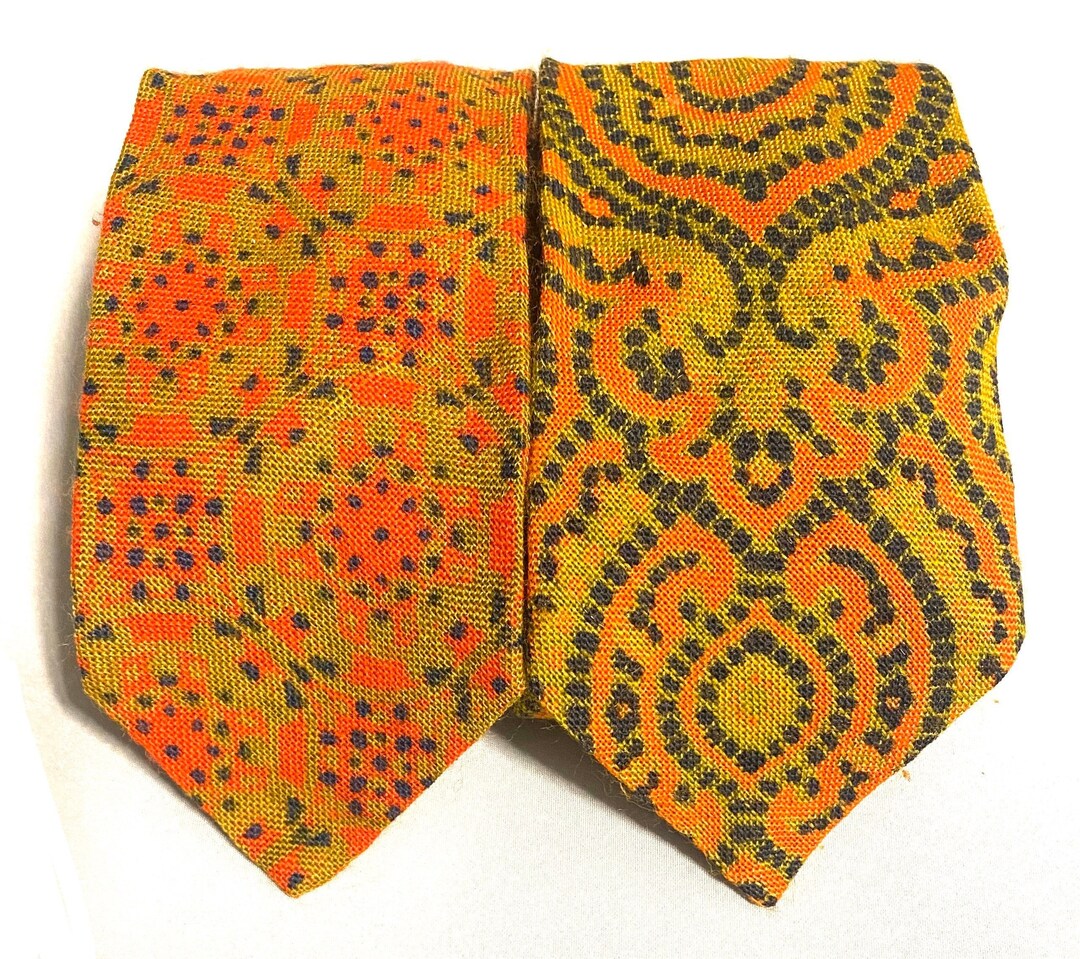 1960s Psychedelic Neon Print Ties, Cutest Beatles / Pink Floyd Style ...