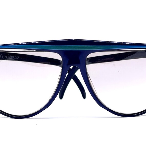 Gianni Versace deep blue oversized wrap sunglsses mad… - Gem