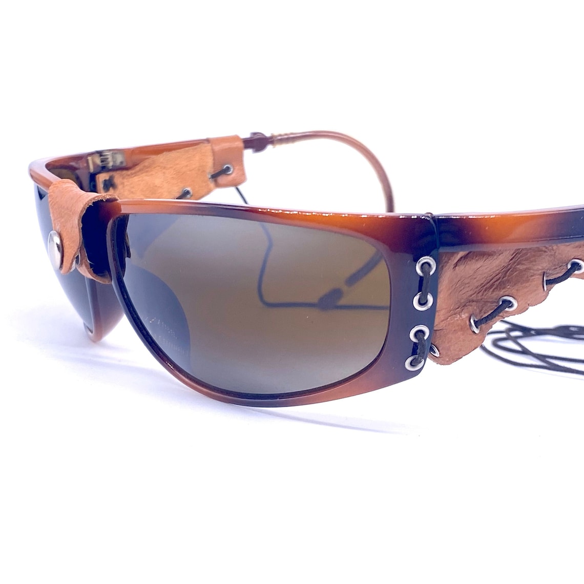 IDC 606 Leather Side Shield Sunglasses Made in France in the 80s - Etsy