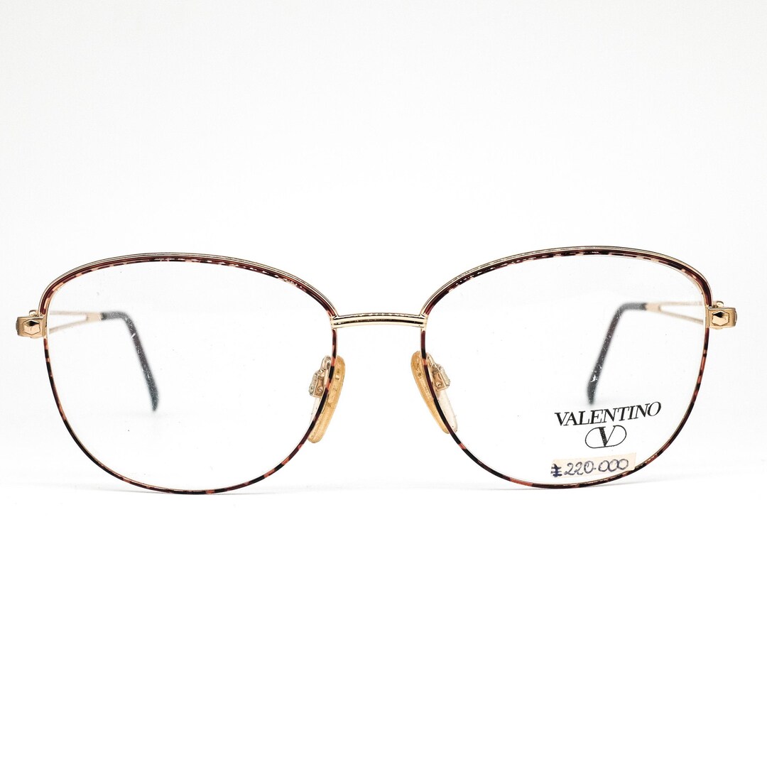 Valentino V420 Vintage Round Square Gold Metallic Eyeglasses Frames ...