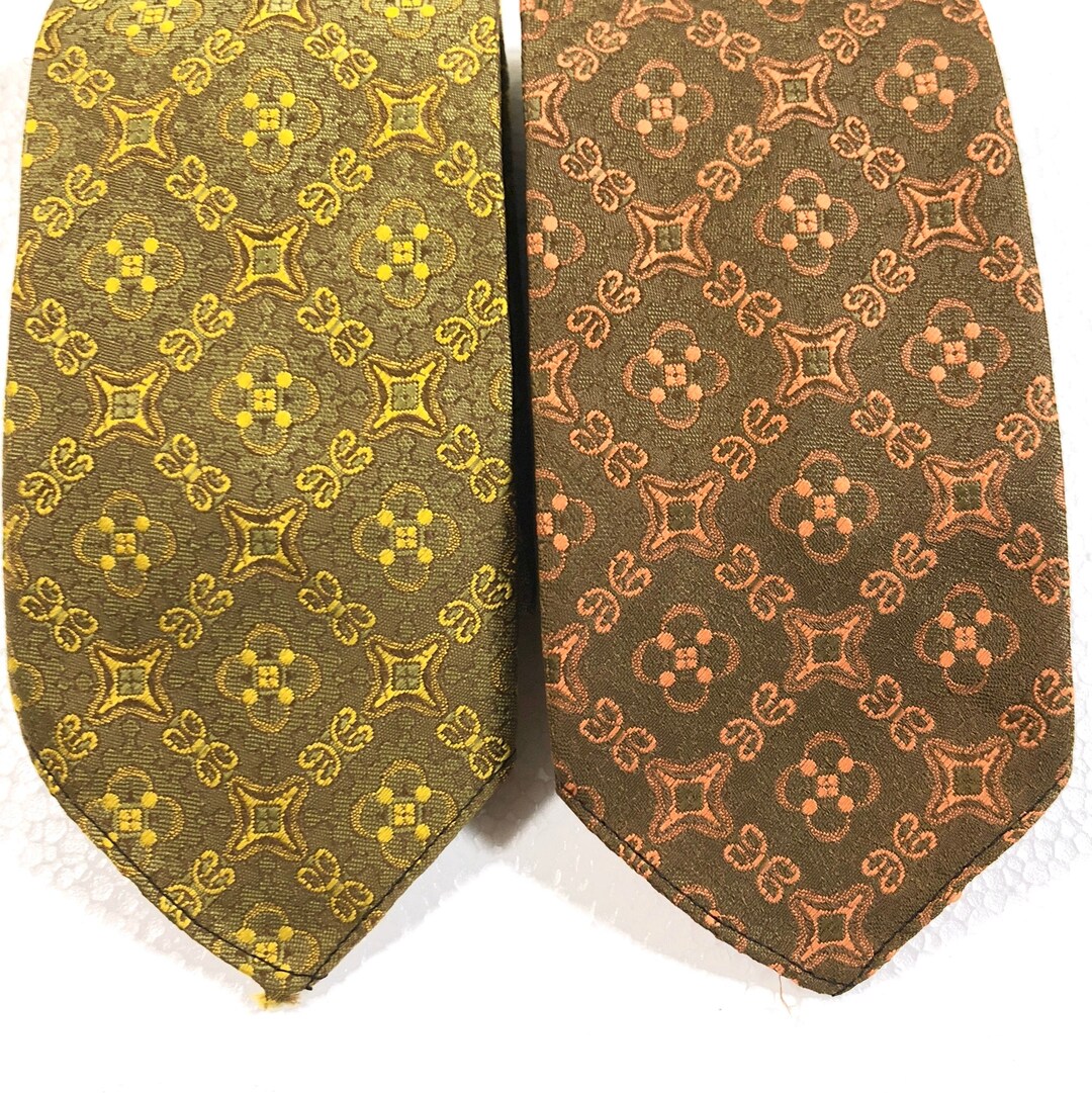 1970s NOS Slim Mod / Psychedelic Prints Silk Jacquard Ties, 2 Colorways ...