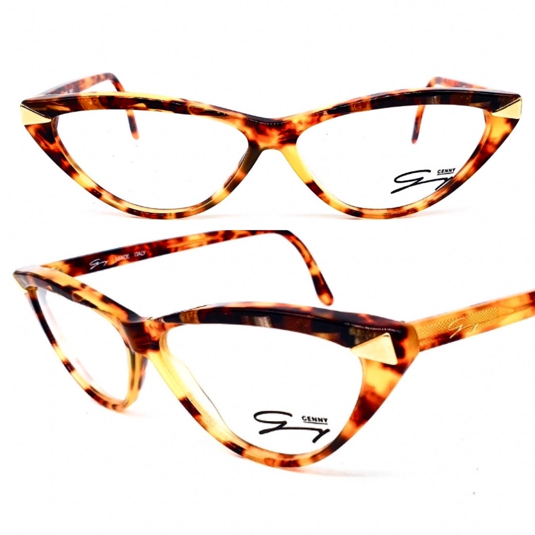 Genny 158 Brown Cellulose Acetate Leopard Cat Eye Eyeglasses Frame ...