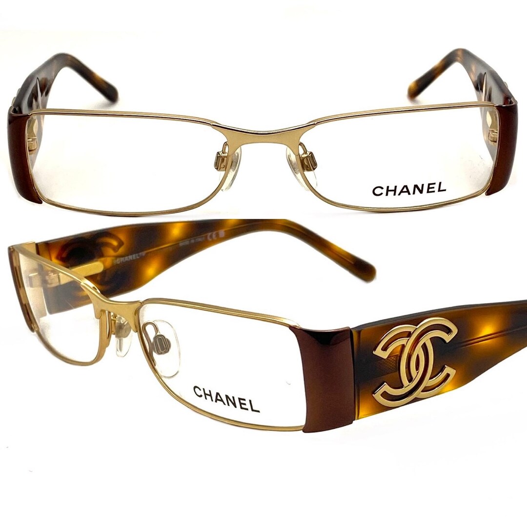 Chanel 2119 Rectangular Golden Metal Glasses W Thick Tortoise Dbl C ...