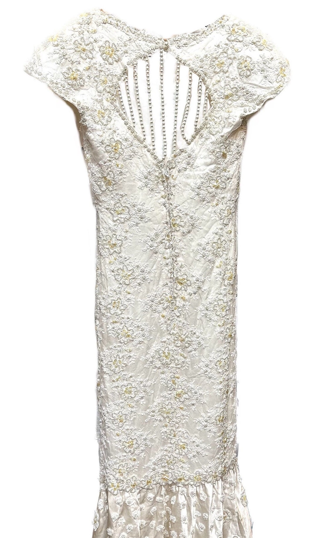 Abito Da Sposa Fatto a Mano in Seta Bianca E Tulle Decorato Con Perle E ...