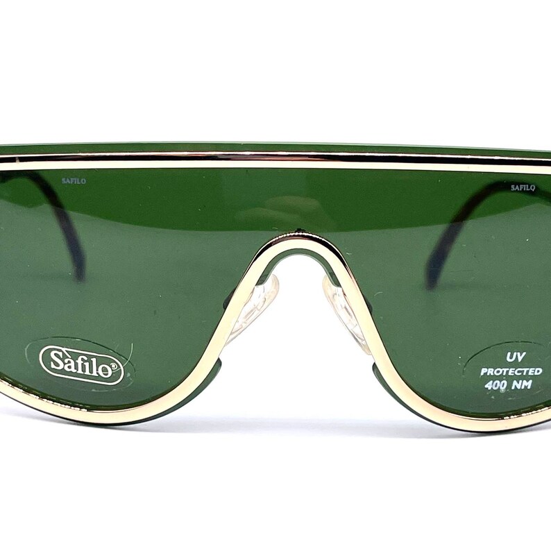 Vintage Safilo Shield Sunglasses, Gold Metal Frame, Made in Italy - Etsy