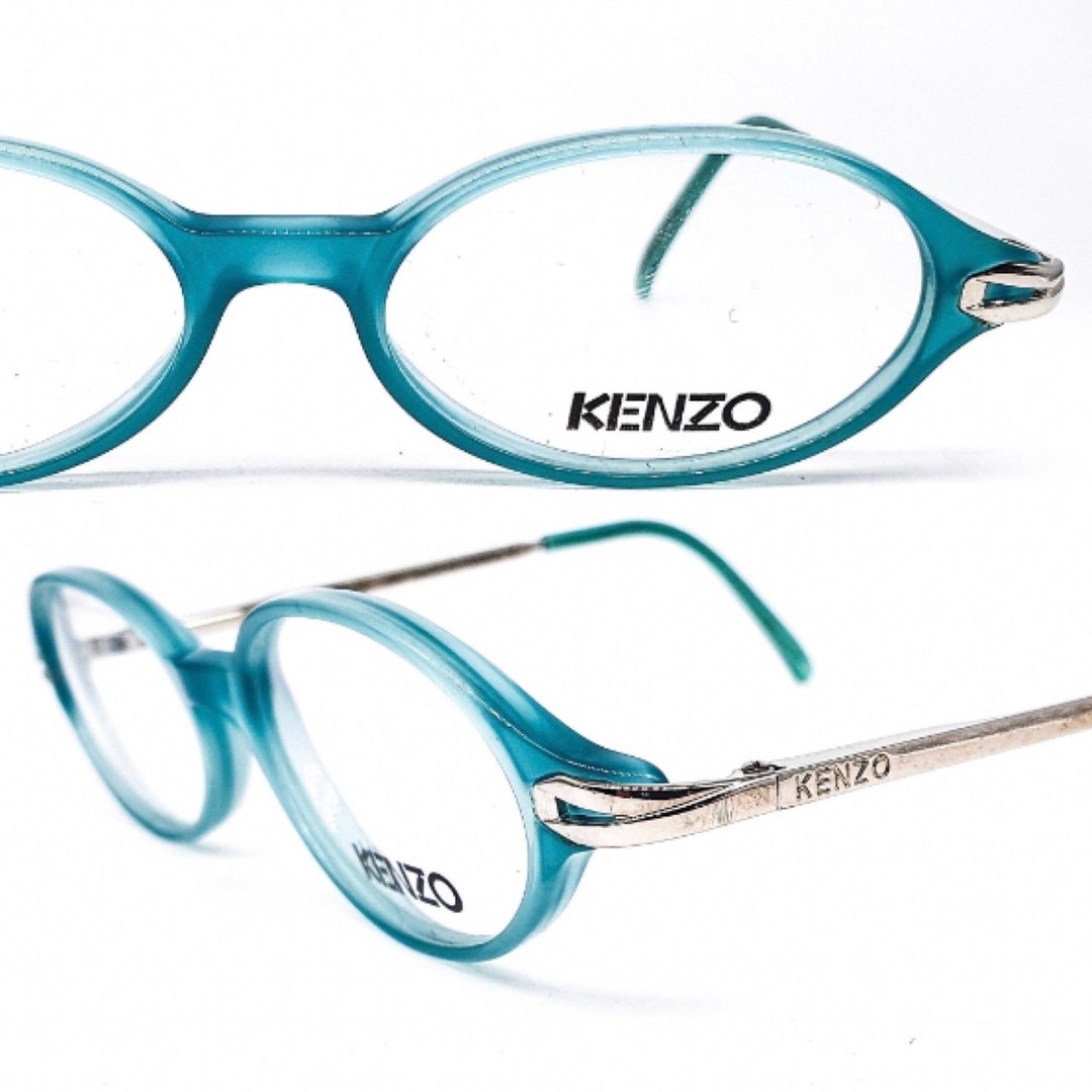 Kenzo K43s Modernist Oval Tiffany Blue and Silver Eyeglasses Frames ...