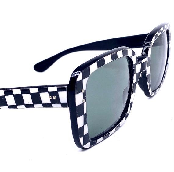 1960s rockabilly-mod square checkered sunglasses wit… - Gem