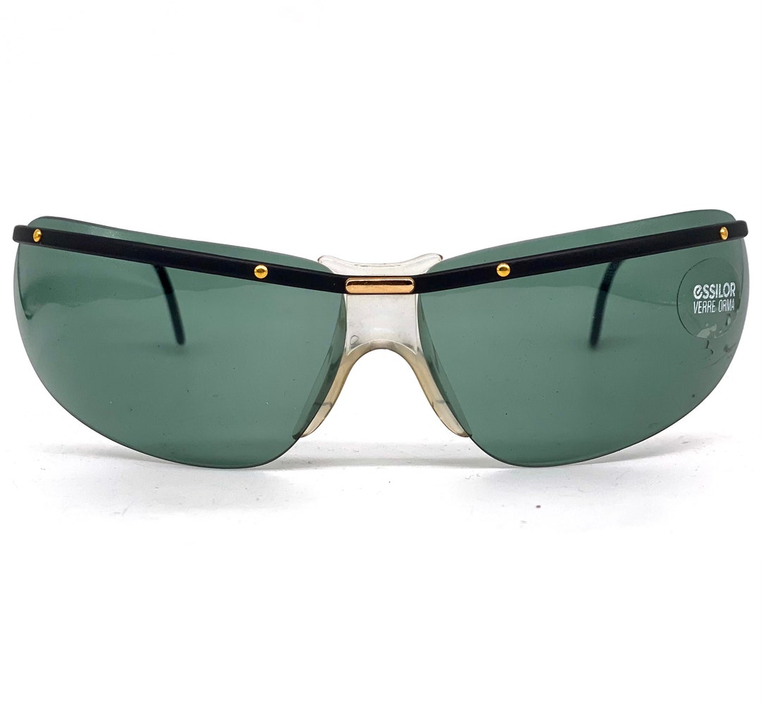 Essilor Stunning Retro rum Diary Rimless Wrap Sunglasses - Etsy