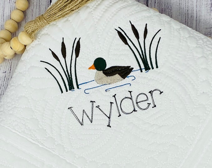 Mallard Duck Baby Heirloom Quilt Custom Baby Blanket Embroidered Baby ...