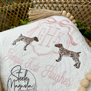 Pink Bow GSP Embroidered Baby Blanket Girl German Shorthaired Pointer ...