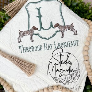 GSP Embroidered Baby Blanket Boy German Shorthaired Pointer Dog Nursery ...