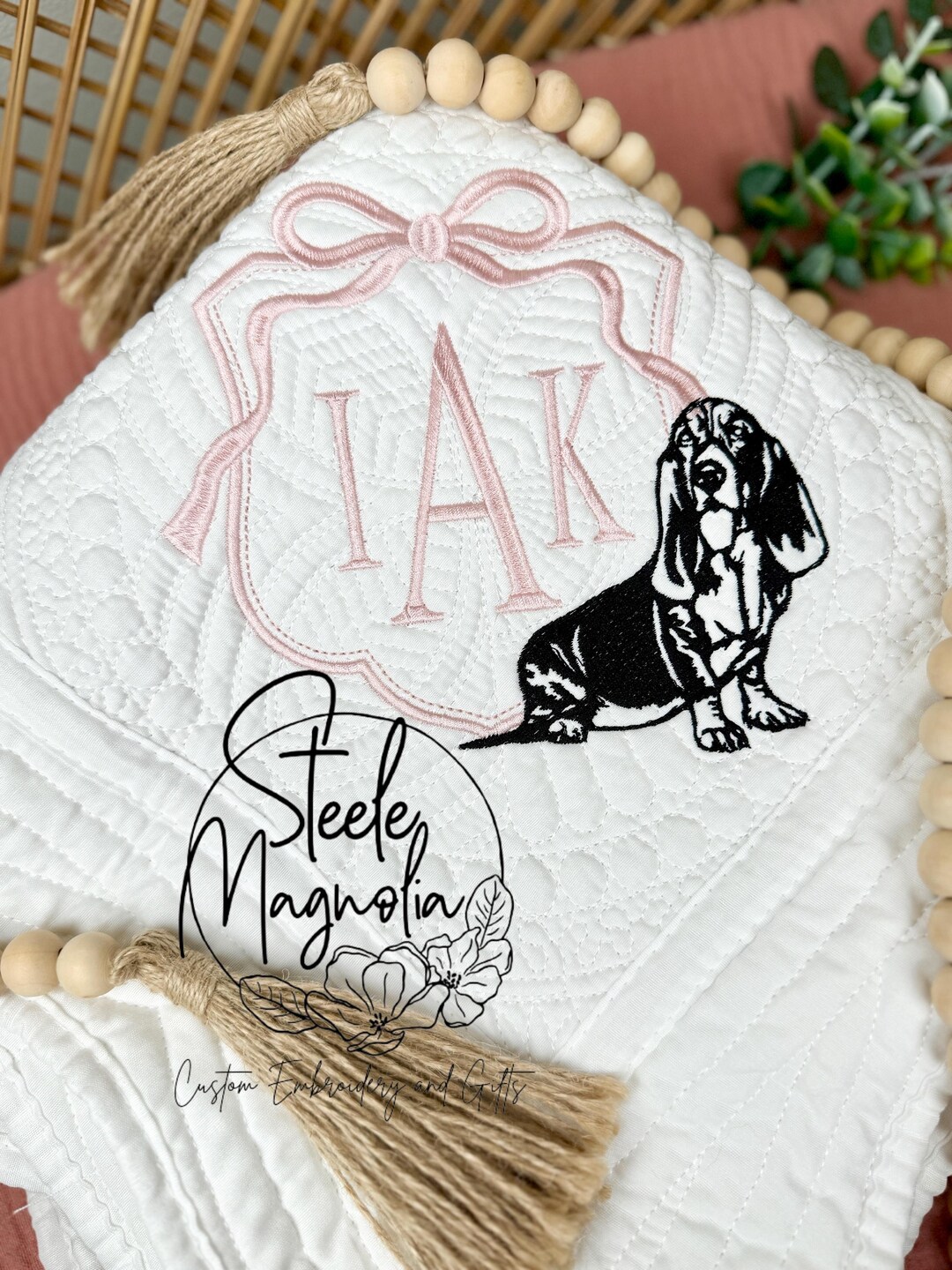 Bassett Hound Baby Blanket Custom Dog Nursery Decor Embroidered Baby ...