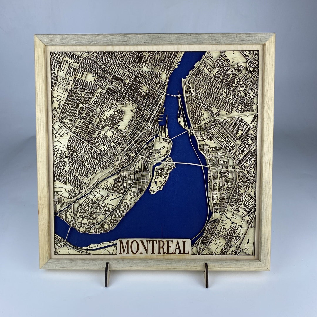 Montreal City Laser Cut Layered Map / 3D Map / Handmade City Map ...