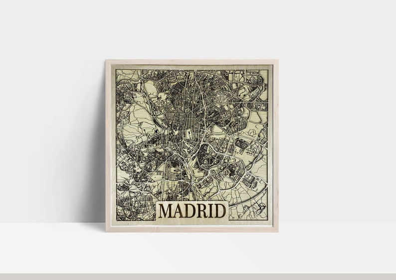 Madrid City Laser Cut Layered Map / 3D Map / Handmade City Map ...
