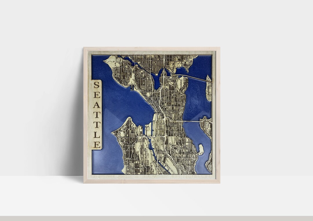 Epoxy Resin Seattle City Laser Cut Layered Map / 3D Map / Handmade City ...