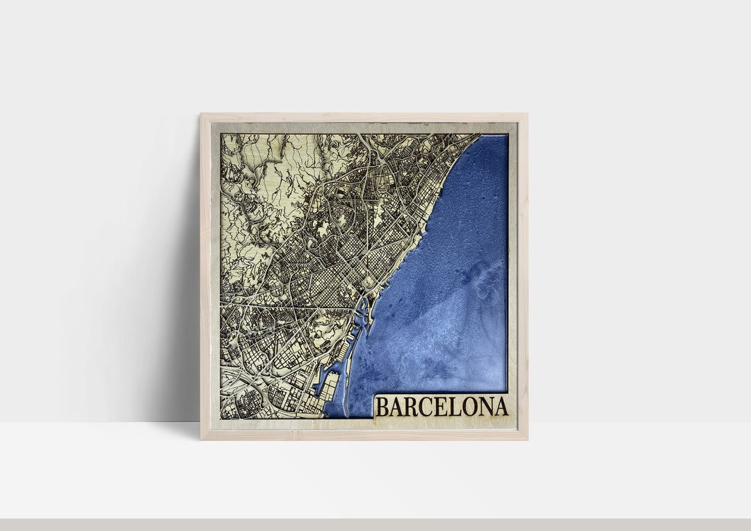Epoxy Resin Barcelona City Laser Cut Layered Map / 3D Map / Handmade ...