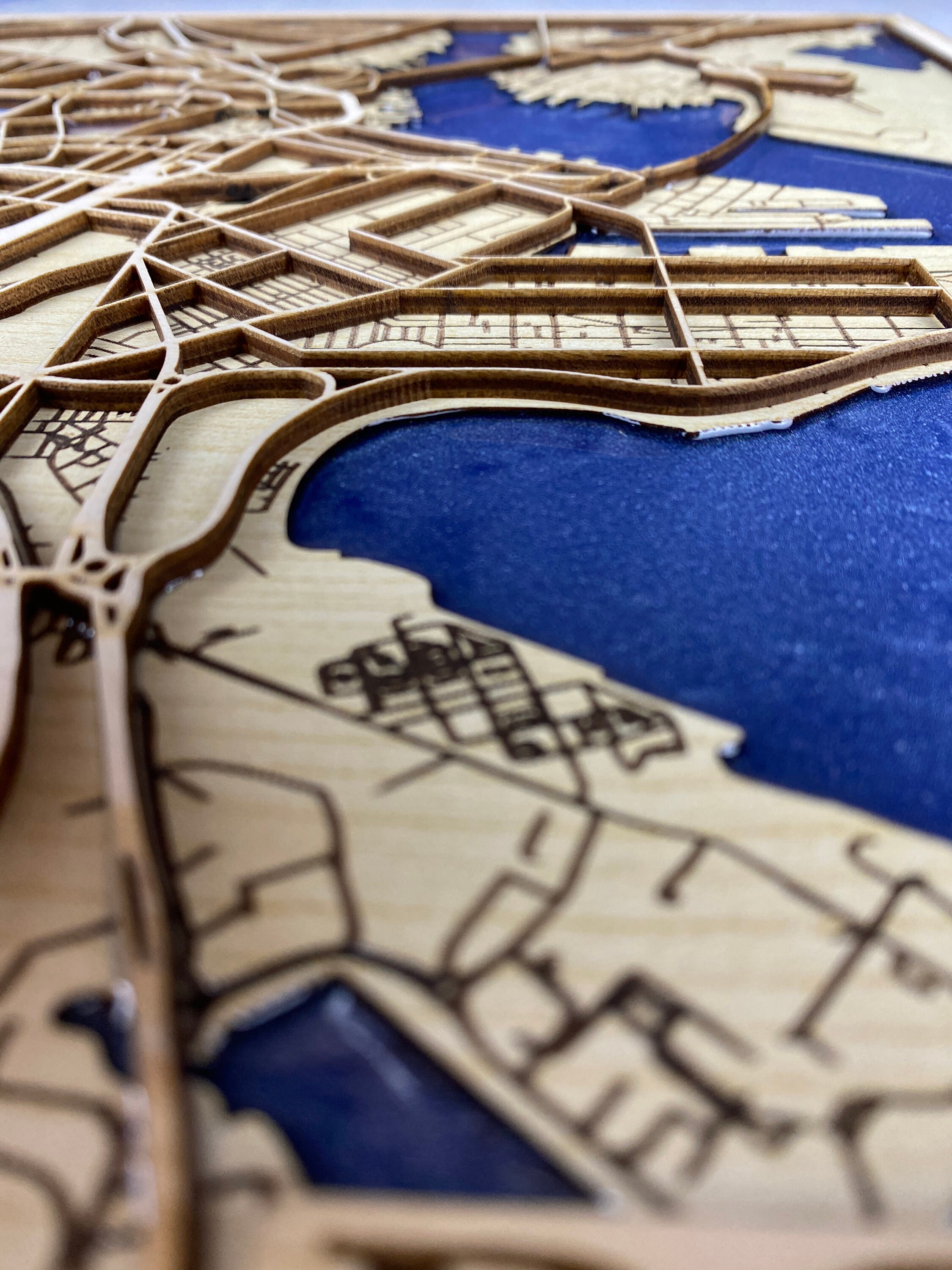 Epoxy Resin Boston City Laser Cut Layered Map / 3D Map / Handmade City ...