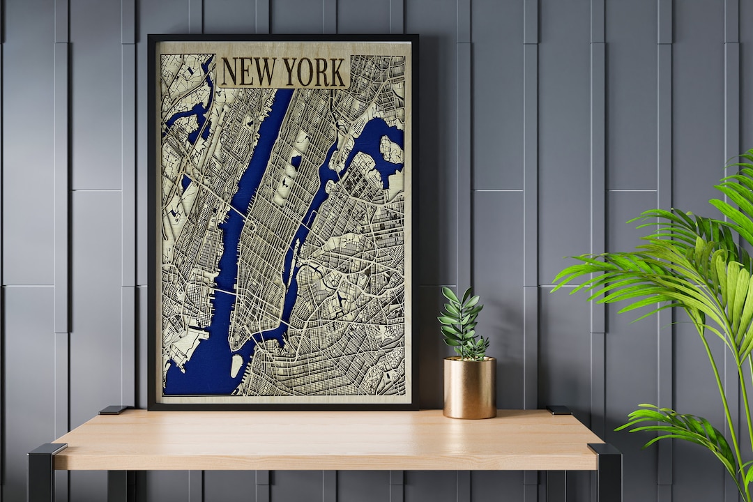 New York City Laser Cut Layered Map / 3D Map / Handmade City Map ...