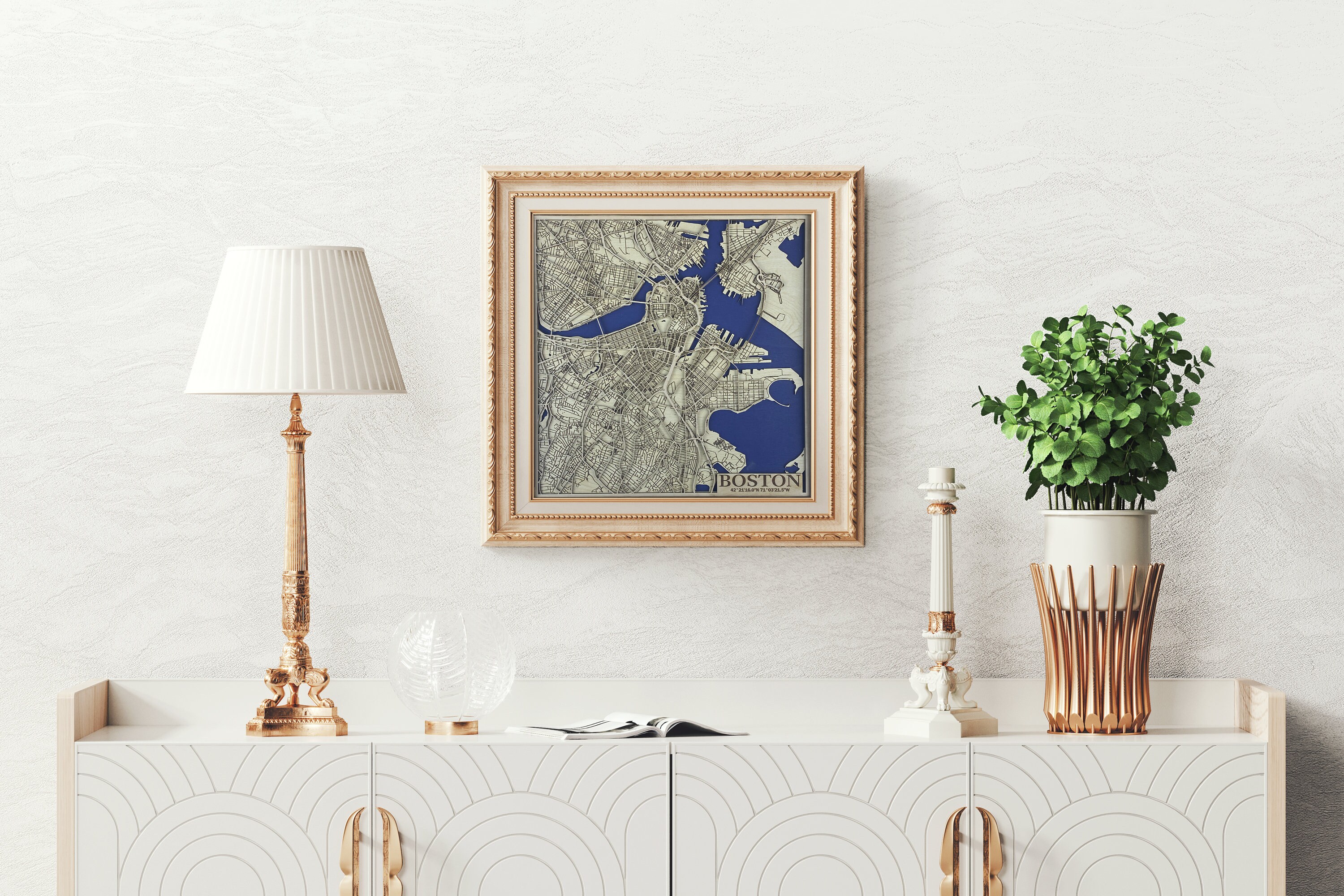 Boston City Laser Cut Layered Map / 3D Map / Handmade City Map ...