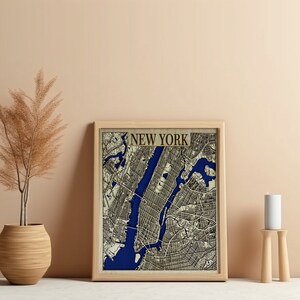New York City Laser Cut Layered Map / 3D Map / Handmade City Map ...