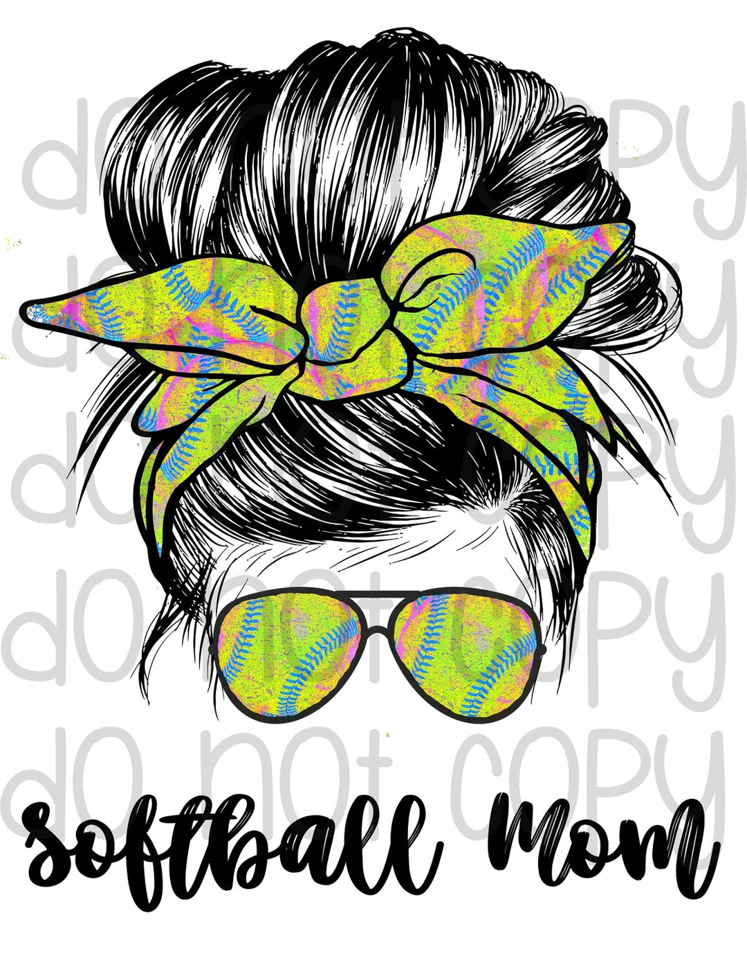 Neon Softball Mom PNG, Sublimation PNG, Messy Bun, Digital Download - Etsy