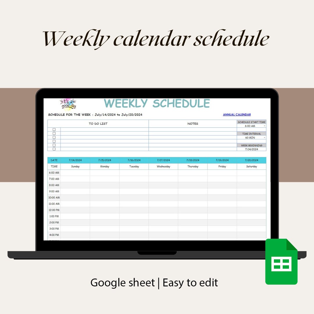 Hourly Weekly Schedule Google Sheet Template Excel Template Weekly ...