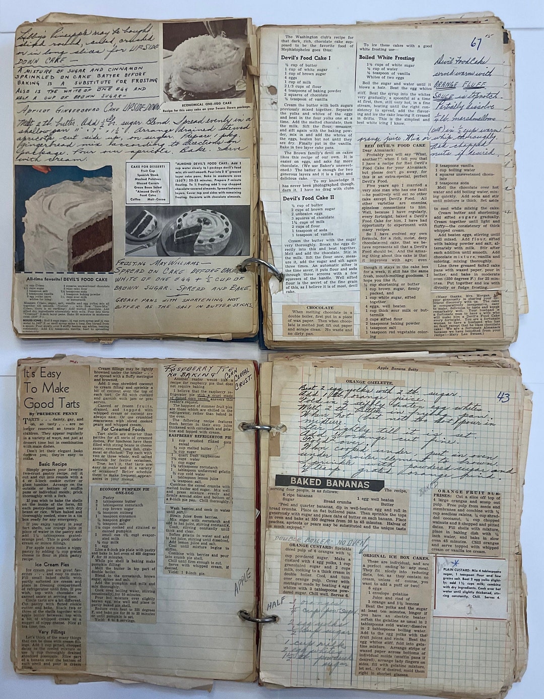 1940s-1950s Homemade Cookbook With Handwritten Recipes and Clippings - Etsy
