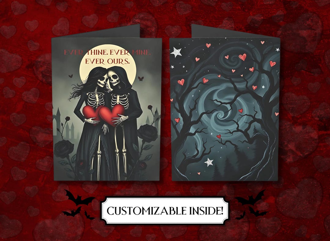 Personalised Gothic Valentines Greeting Cards, Spooky Stationery, Love ...