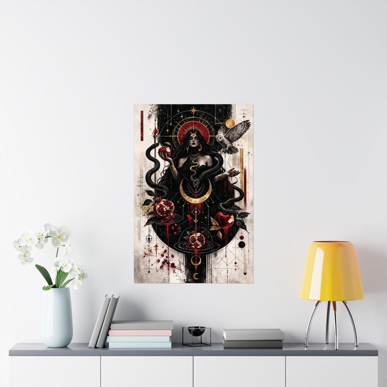 Lilith Goddess Surrealist Art Print – Dark Occult Mythology Wall Decor ...