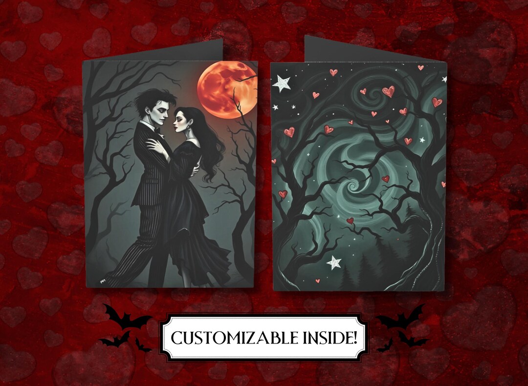 Personalized Gothic Valentines Greeting Cards, Spooky Stationery, Love ...