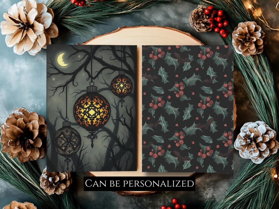 Personalized Gothic Christmas Ornaments Greeting Card, Spooky Holiday ...