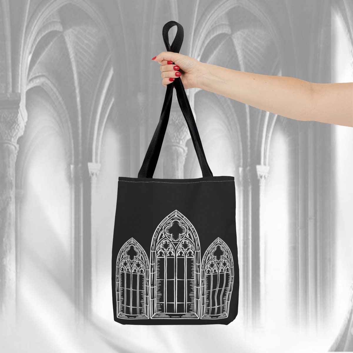 Gothic Cathedral Tote Bag, Double Side Print, Witchy Shoulder Bag ...