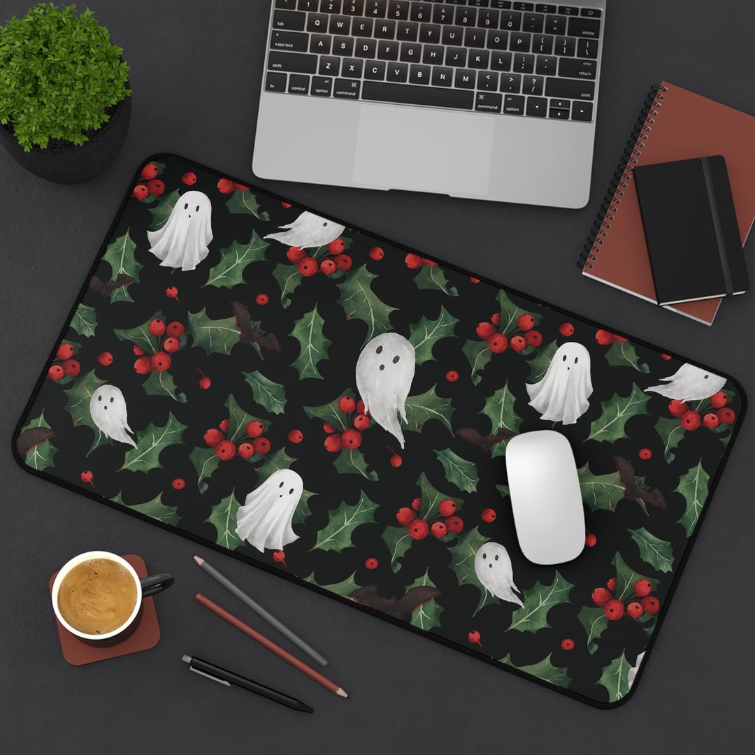 Gothmas Ghosts Desk Mat, Hexmas Spooky Office Decor, Christmas Holiday ...