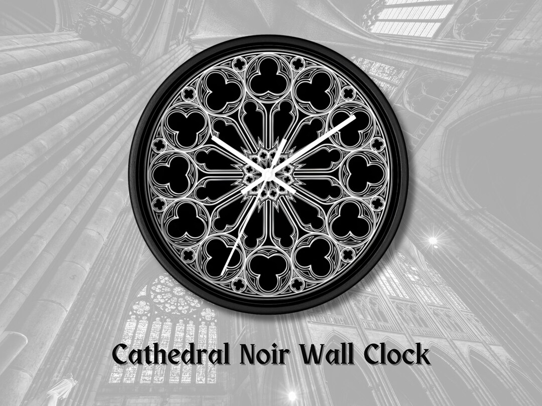 Cathedral Noir Wall Clock, Gothic Rose Window, Gothic Home Decor , Wall ...