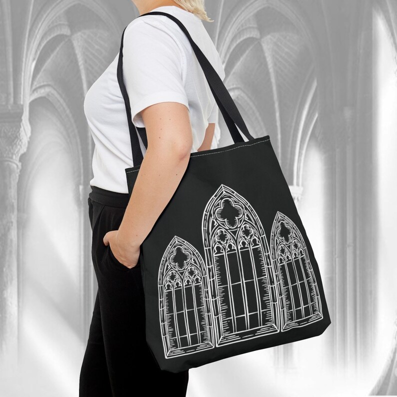 Gothic Cathedral Tote Bag, Double Side Print, Witchy Shoulder Bag ...