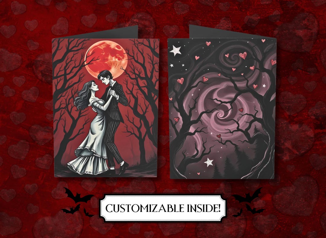 Personalized Gothic Valentines Greeting Cards, Spooky Stationery, Love ...