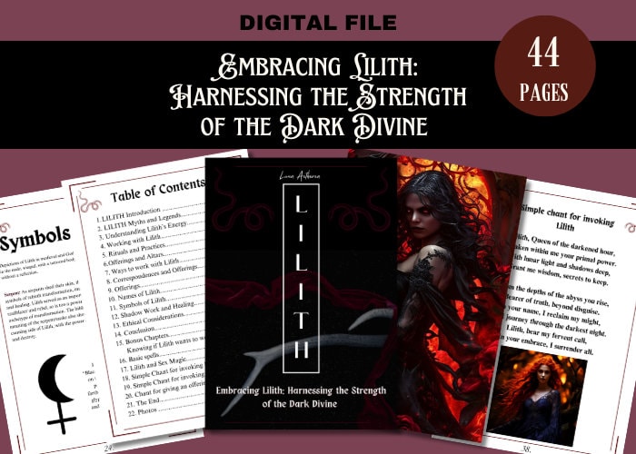 Embracing Lilith:harnessing the Strength of the Dark Divine Printable Ebook, 44 Pages , Dark ...
