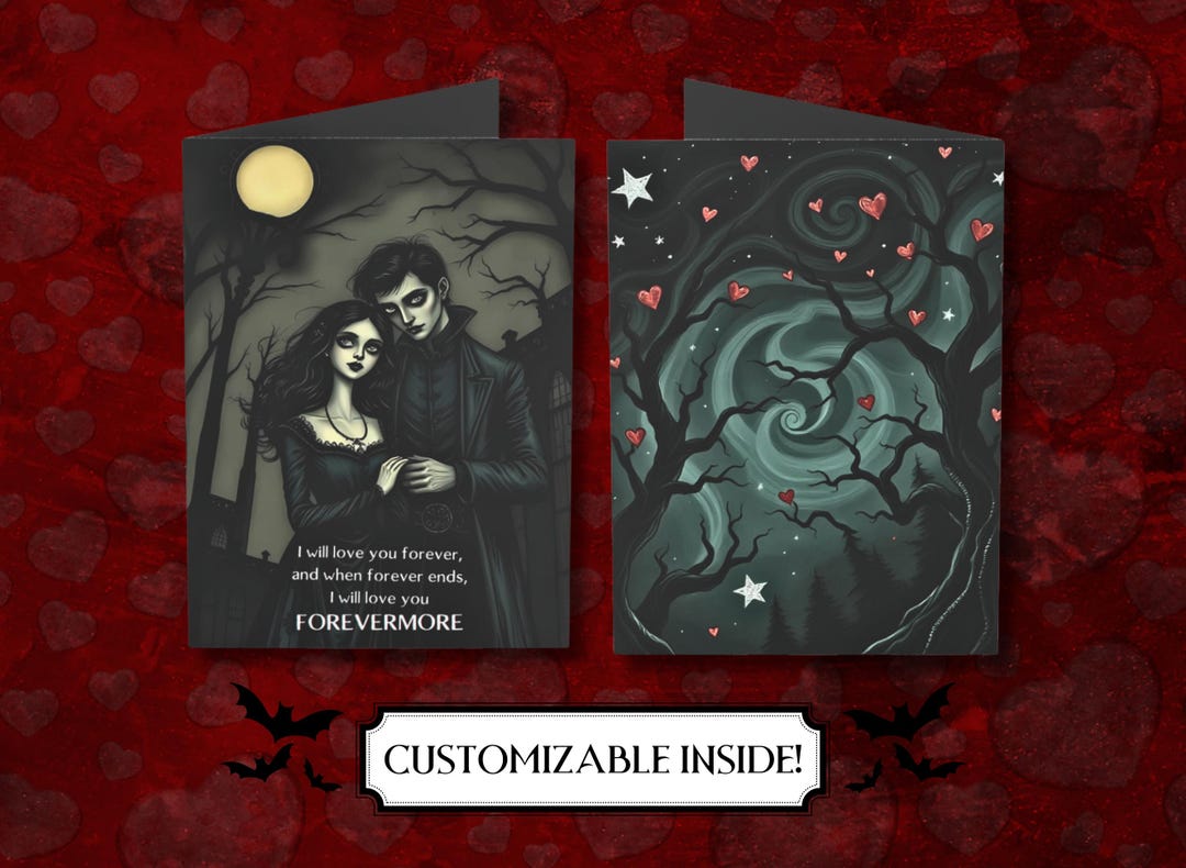 Personalized Gothic Valentines Greeting Cards, Spooky Stationery, Love ...