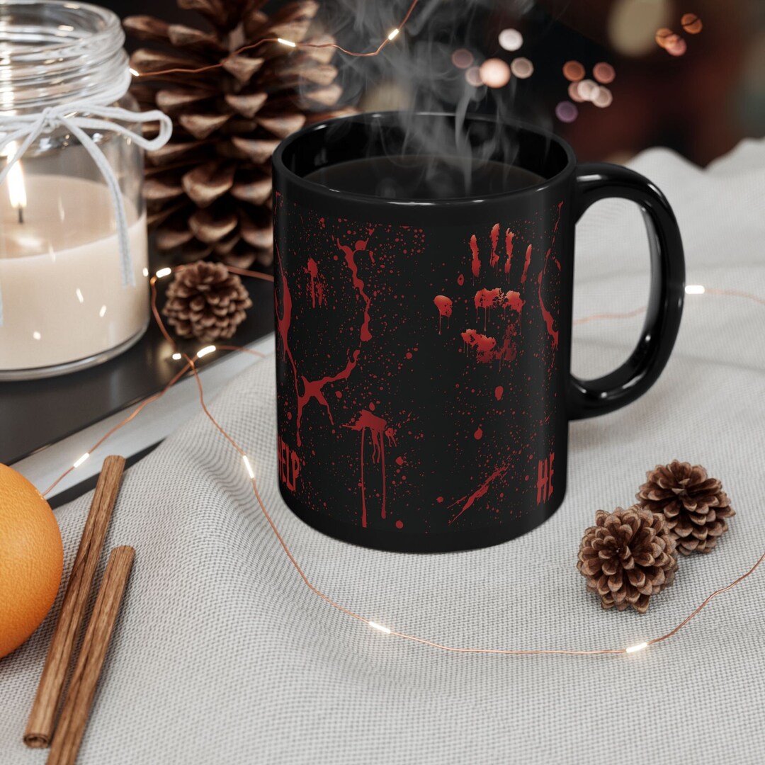 True Crime Blood Spatter Mug, Halloween Gift, Murder Mystery Coffee Cup ...